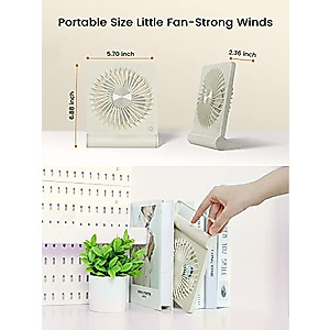 FERRISA Desk Fan, Small But Powerful, Portable Fan Battery Operated, 220° Tilt Folding Ultra Quiet Person Mini Fan, Strong Wind, 3 Speed Adjustable For Home Office Desktop Travel Camping (Beige)