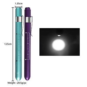 ALMOCN 4 Pack Pen Light,Nurse Medical Reusable LED Penlight White Light with Pupil Gauge and Ruler,2 Pack Teal + 2 Pack Purple