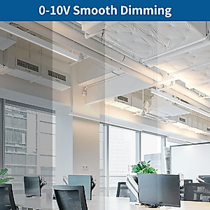 DAKASON 4FT Linkable LED Linear Light, 35W Down and15W Up Light, 3/4/5000K CCT Selectable, Commercial Linear Lighting Fixture for Office, Dimmable Suspended Lighting for School 1Pack White