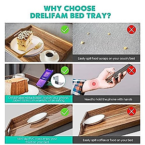 Drelifam Lap Desk with Cushion,Wooden Bed Tray Table for Eating,Lap Tray in Recliner,Breakfast Tray,TV Dinner Bed Food Trays