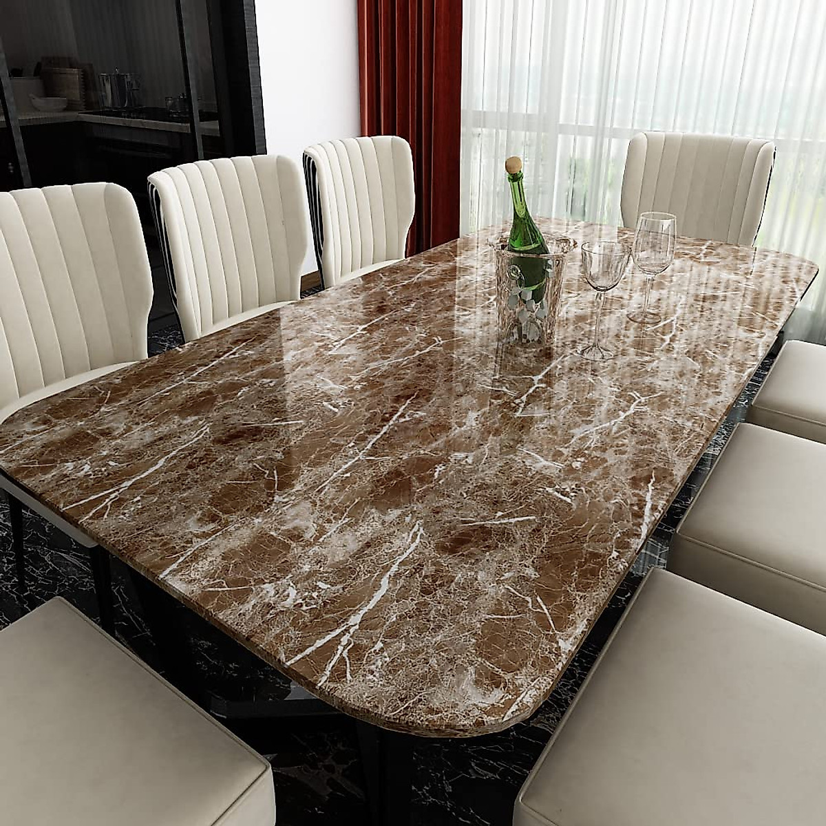 Livelynine Counter top Covers Peel and Stick Brown Marble Contact Paper for Countertops Waterproof Wallpaper for Kitchen Counter Top Table Desk Covering Bathroom Faux Marble Vinyl Wrap 15.8"X78.8"