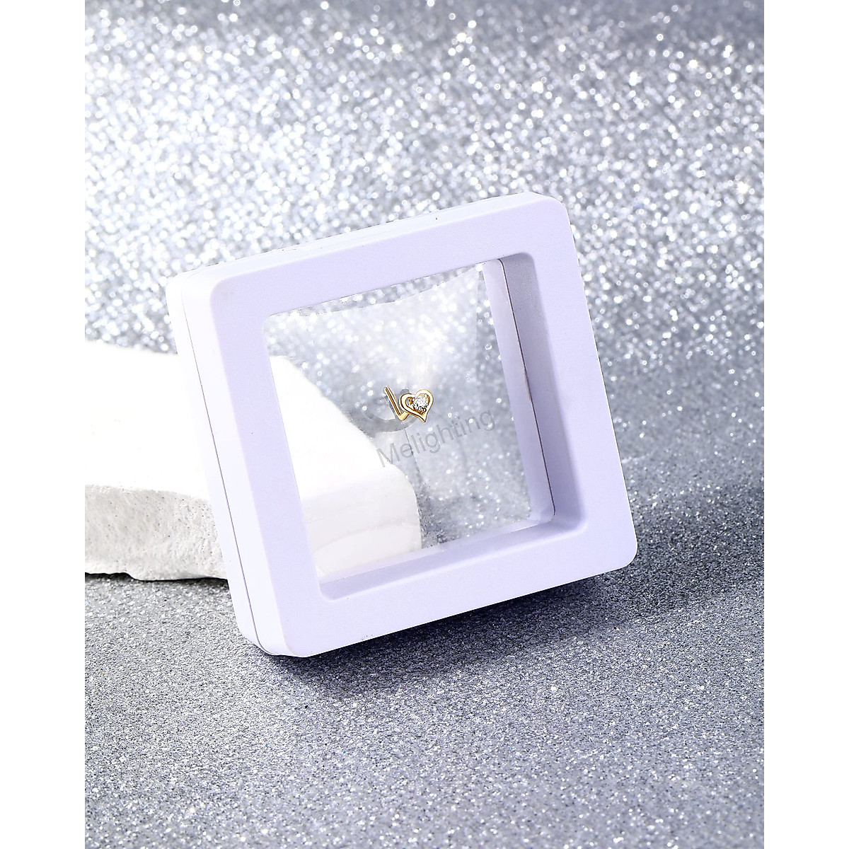 MeIighting 14K Solid Gold Nose Stud 20G Heart Nose Rings Clear Round CZ Nose Piercing Jewelry for Women Men Real Gold