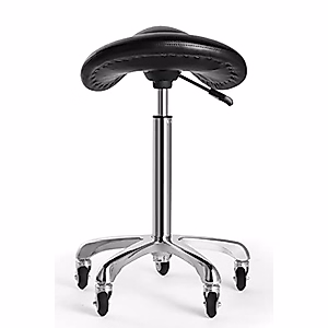 Beauty Saddle Stool Rolling Swivel Chair for Massage Clinic Spa Salon Office Adjustable with Wheels(Black)