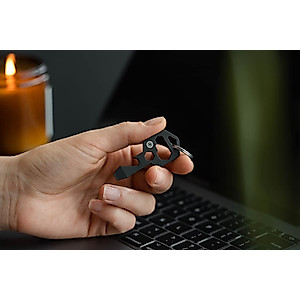 CLOSS 8 in 1 Titanium Multitool Keychain- Bottle Opener, Screwdriver and Wrench (Silver)