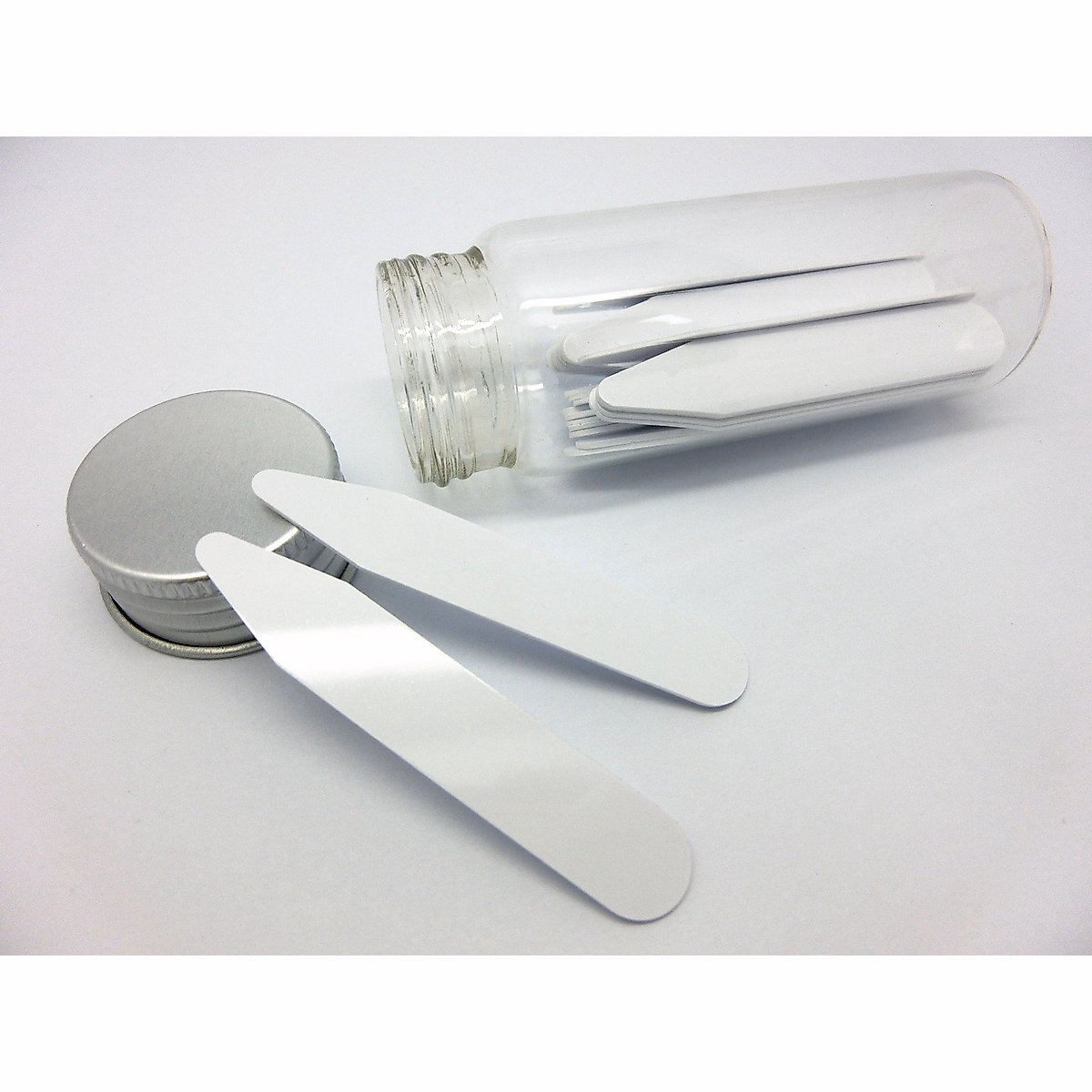 Lary 28 Pcs Plastic Collar Bones Shirt Stays in Glass Bottle Length 2 inches