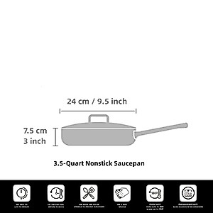 Cooks Standard 3.5 QT Hard Anodized Nonstick Deep Saute pan with Lid, Black