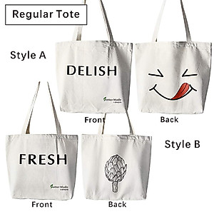 Organic Cotton Grocery Bag Value Bundle: Durable Washable Canvas Totes, Mesh Bags w/tare weight labels- 6pcs