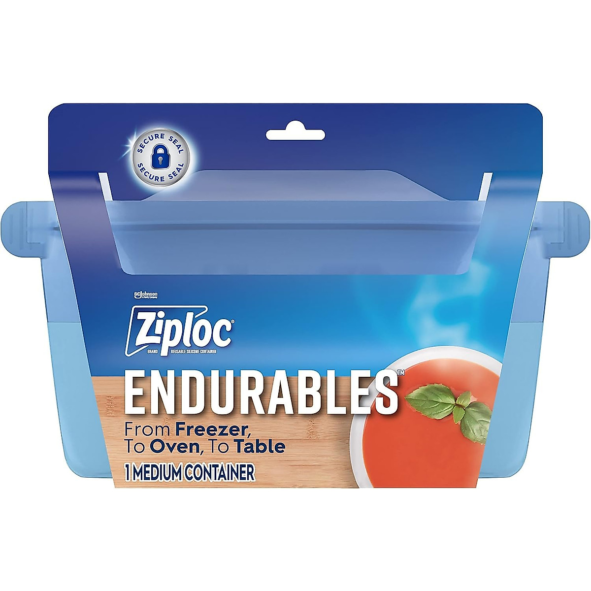 Ziploc Endurables Medium Container, 4 Cups, Reusable Silicone Bags and Food Storage Meal Prep Containers for Freezer, Oven, and Microwave, Dishwasher Safe