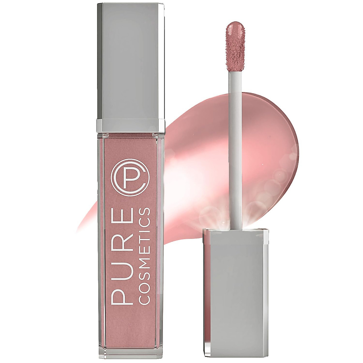 Pure Cosmetics Pure Illumination Lip Gloss - LED-lit Applicator w/Side Mirror - Non-Sticky, Moisturizing & Hydrating Lip Glosses - Soothes & Heals Dried Chapped Lips (In the Buff)
