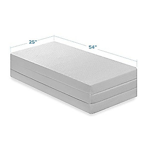 Best Price Mattress 4 Inch Trifold Memory Foam Mattress Topper with Cover, CertiPUR-US Certified, Full,White
