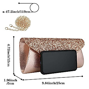 Clutch Purse Evening Bag for Women Prom Glitter Sparkling Envelope Handbag for Wedding and Party (Pink)