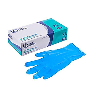 Safe Health Blue Nitrile Exam Gloves, 90-Count S M L XL, 3.5 Mil Free of Powder-Latex, Disposable-Textured, Clinic-Office-Daily, Medical, First-Aid, Clinics, Extra-large (Xl) Box 90, FIY1064G