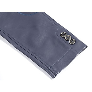 CHARTOU Men's Regular Fit Button Down Lined Business Lambskin Leather Jacket Blazer with Pockets (X-Large, Navy)