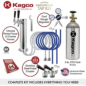 Kegco 3PK209SS-2 Keg Dispenser, 2 Tap, Stainless Steel