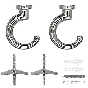 OBSTKUCHEN Large Swag Ceiling Hooks Heavy Duty Swag Hook with Hardware for Hanging Plants Ceiling Installation Cavity Wall Fixing (2 Sets, Silver)