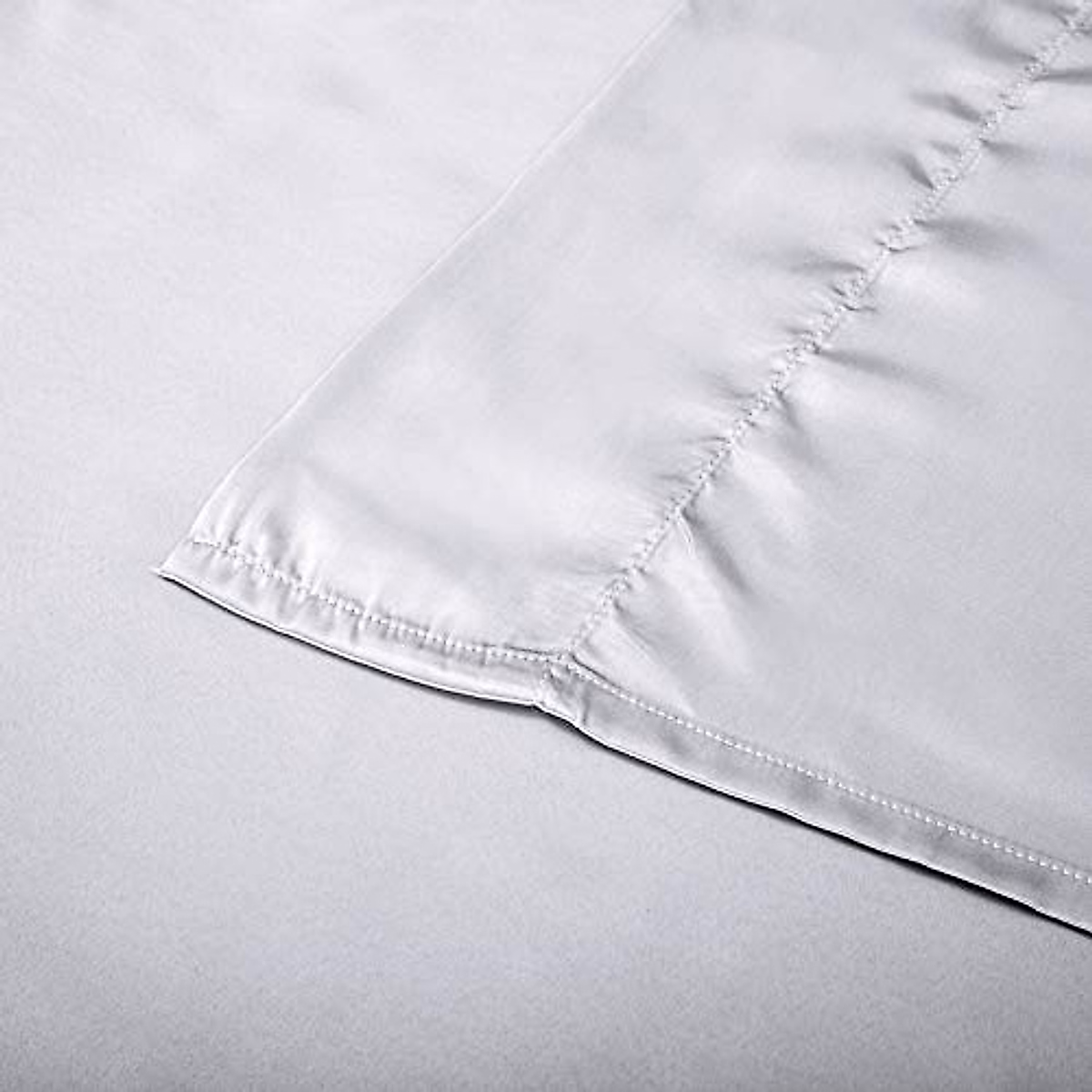Satin Bed Sheets Full Size Sheet Sets, Silver Grey Silk Sheets, 4 - Pieces Soft Bedding Set with 1 Deep Pocket Fitted Sheet,1 Flat Sheet,2 Pillowcase