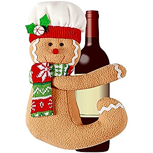 Gingerbread Man Christmas Tree Topper Decorations,Unique Funny Xmas Plush Stuffed Gingerbread Hugger Decor for Christmas Tree Wine Bottle Curtain Ornaments,Ginger White Red Green