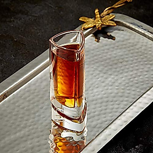 JoyJolt Aqua Vitae Shot Glass Set of 4. Crystal Shot Glasses, Triangle Clear Shot Glasses Set with Off Set Base. 1 – 2 oz Cups for Tequila, Limoncello, Vodka or Aperitif. Fun Christmas Gifts