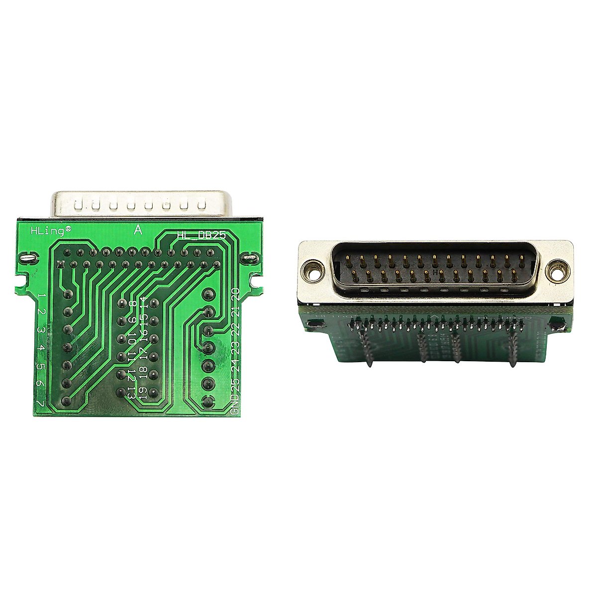 CERRXIAN DB25 Breakout Board, DB25 Male D-SUB Connector to DB25 Screw Solderless Wiring Terminal Module Breakout PCB Board Kits with Plastic Case (M Black)