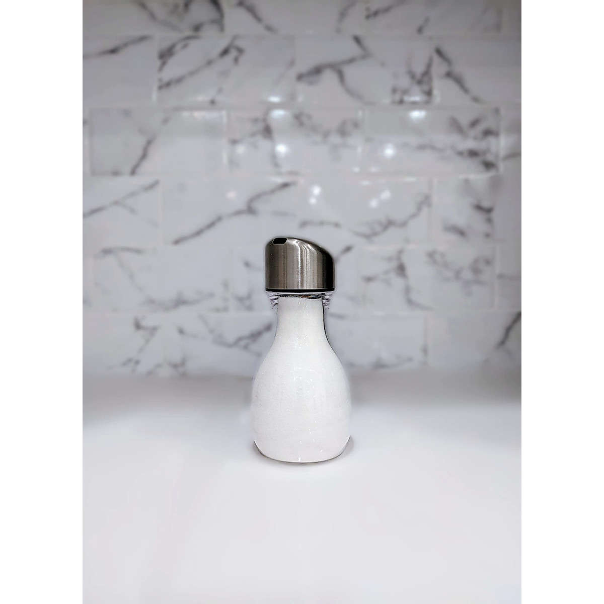 J&M DESIGN Sugar Dispenser With Pour Spout For Coffee Bar Accessories, Tea & Baking Essentials w/Stainless Steel Lid - 9.5oz Clear Acrylic Jar Spoon Pourer Shaker Container