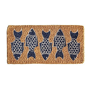 Creative Co-Op Natural Coir Doormat with Fish Images
