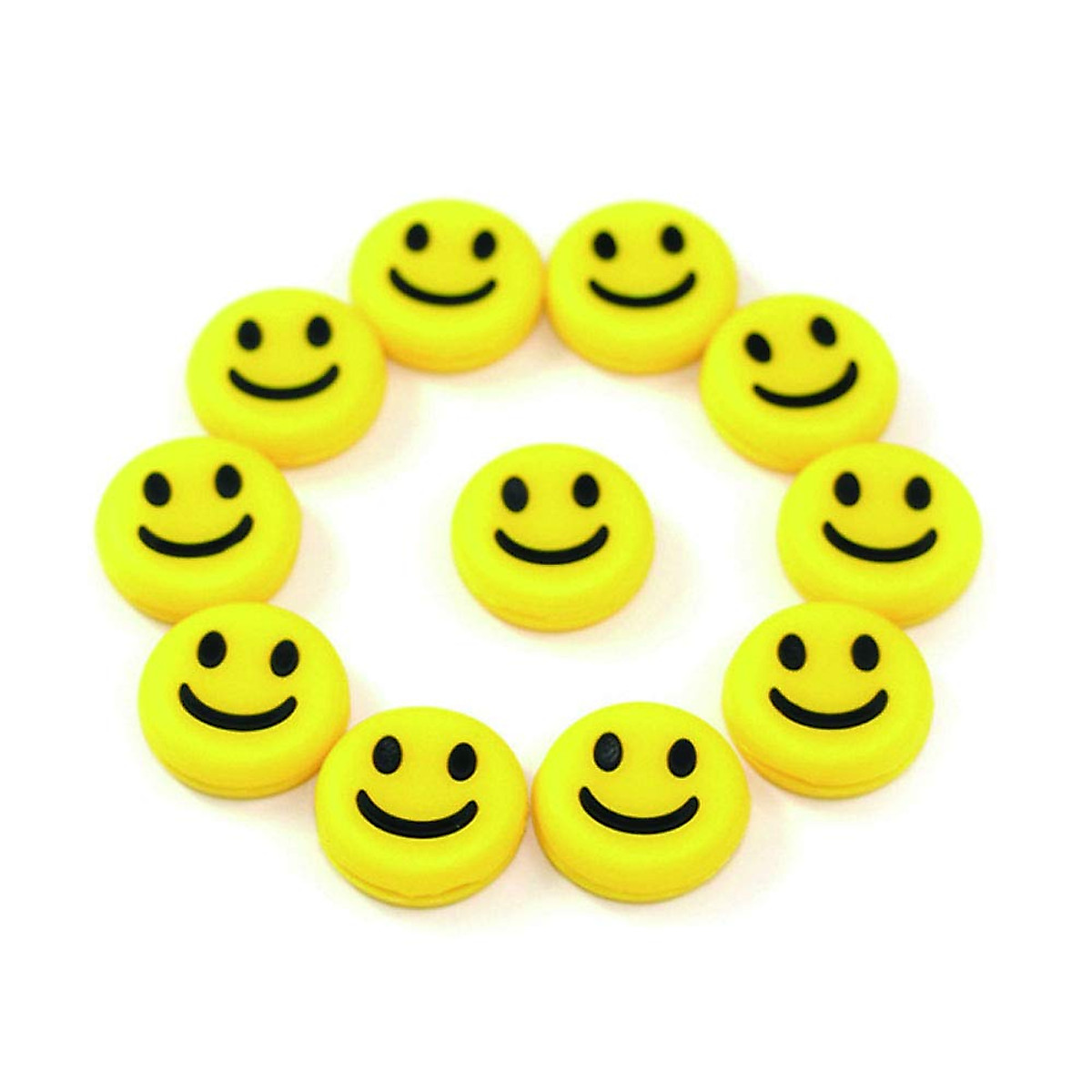 Acxico 8 pcs Silicone Rubber Smile Face Tennis Racquet Vibration Dampener Shock Absorber(4 Smiley Yellow + 4 Surprise Yellow)