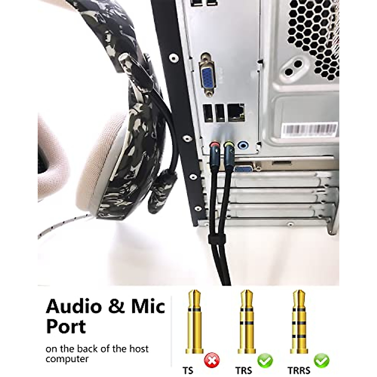 MillSO Headset Splitter CTIA 3.5mm 2 Male to 1 Female Headset Adapter for Gaming Headset to PC Headphone Splitter with Separate Microphone and Headphone Jack - 30CM/12inch