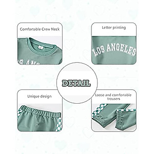 YOURUIKEY Girl Clothes Top Pants Sets Cotton little Girl Outfits Green Sweatsuits Kid Girl's Clothing Set for Size 7-8 Years Old Girls