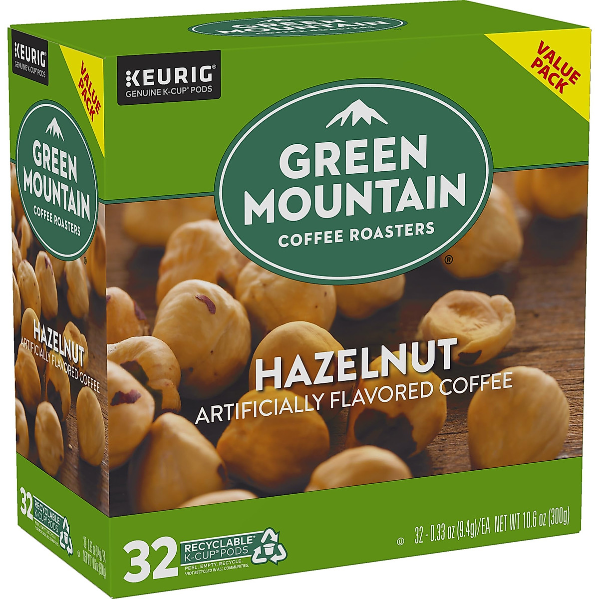 Green Mountain Coffee Hazelnut Keurig Single-Serve K-Cup Pods, Light Roast Coffee, 32 Count