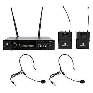 Rockville RWM81U Dual UHF Headset & Guitar Wireless Microphone System w/LCD