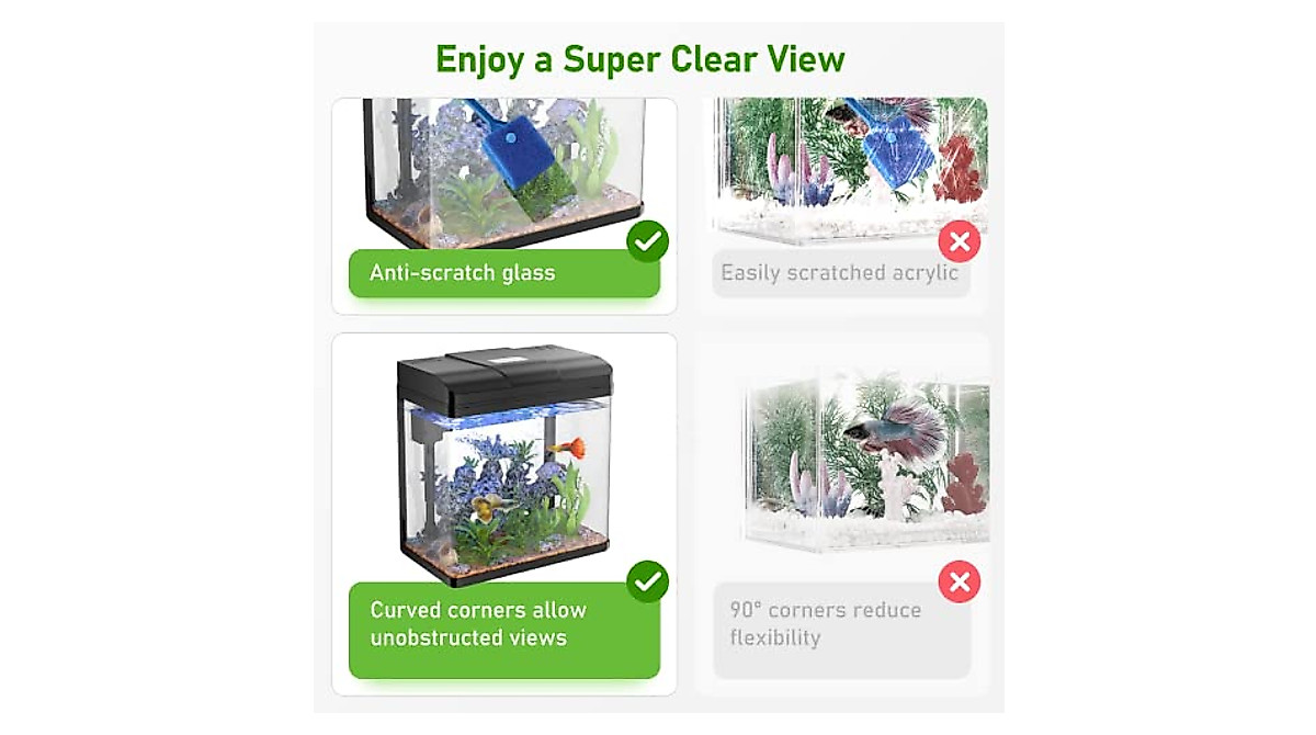 PONDON 3 Gallon Fish Tank Starter Kit for Betta Fish