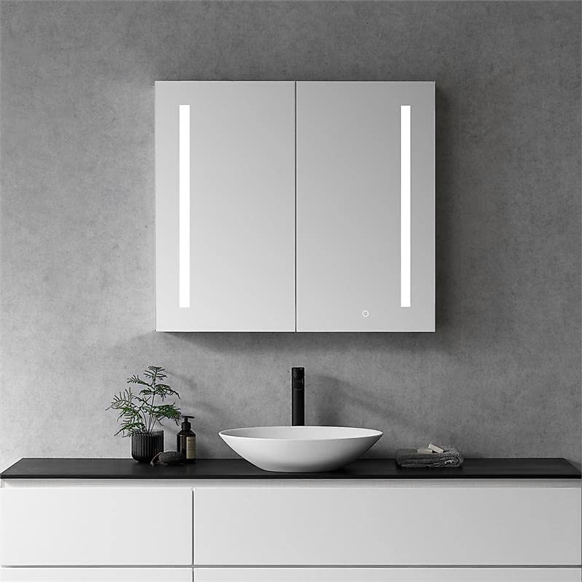 Altair Design Catola 36" Clear Glass Surface-Mount/Recessed LED Mirror Medicine Cabinet
