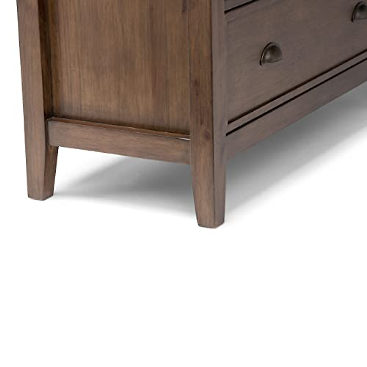 SIMPLIHOME Redmond SOLID WOOD 39 inch Wide Transitional Medium Storage Cabinet in Rustic Natural Aged Brown with 3 Small Drawers, 1 Large Drawer