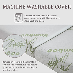 SINWEEK Memory Foam Folding Mattress Twin with Storage Bag, 4 Inch Foldable Mattress Trifold Mattress Topper, CertiPUR-US Certified Floor Mattress Guest Bed with Cooling Cover &Waterproof Lining