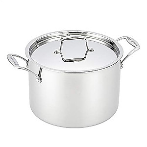AmazonCommercial Tri-Ply Stainless Steel Stock Pot with Lid, 8 Quart