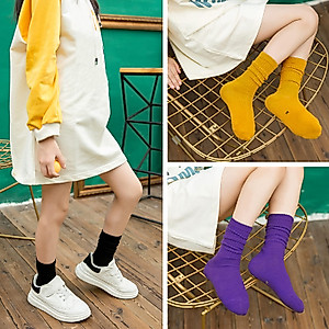 KEREDA Little Kids Girls Slouch Crew Socks Toddler Cotton Dress Sock 1-3 T Multicolor