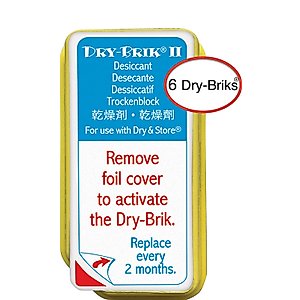 Dry-Brik II Desiccant Blocks - 6 Blocks (2 Packs of 3 Blocks)| Replacement Moisture Absorbing Block for the Global II and Zephyr by Dry & Store | Hearing Device Dehumidifiers (Limited Edition)