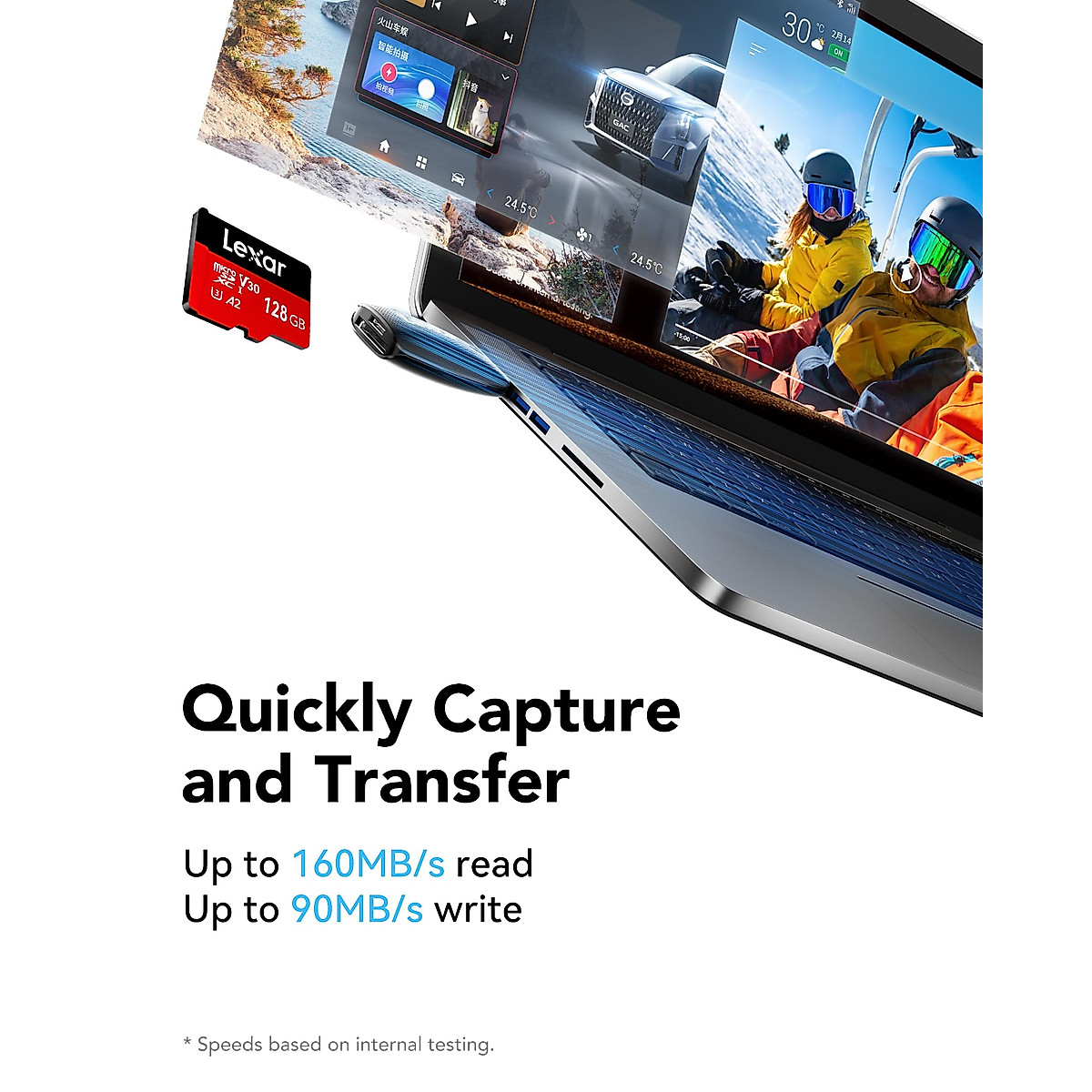 Lexar E-Series Plus 128GB Micro SD Card, microSDXC UHS-I Flash Memory Card with Adapter, 160MB/s, C10, U3, A2, V30, Full HD, 4K UHD, High Speed TF Card for Phones, Tablets, Drones, Dash Cam