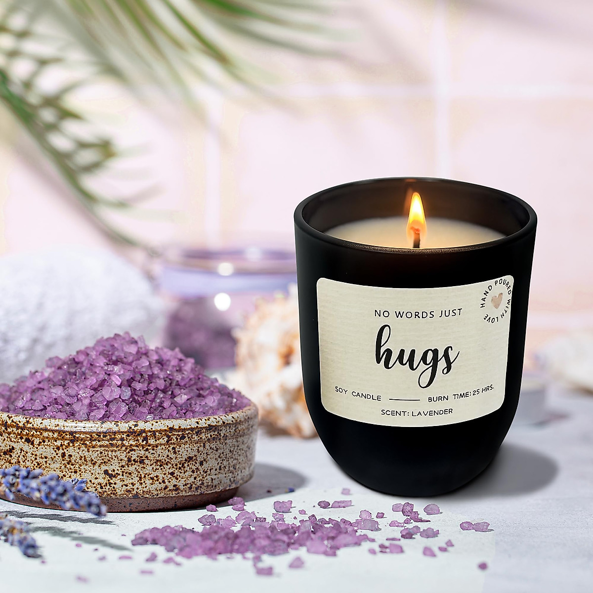 Sympathy Gifts for Loss of Loved One - No Words Just Hugs Candles,Lavender Scented Candle 12OZ, Get Well Soon, Thinking of You Gift, Bereavement Gift for Women Men, Miscarriage Gift for Mother