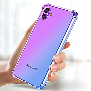 Gufuwo Case for Galaxy A02/A04/A13, Cute Girls Gradient Slim Anti Scratch Soft TPU Phone Cover, Shockproof Protective Case for Samsung Galaxy A04 4G (Purple/Blue)