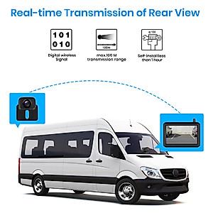 AUTO-VOX Wireless Backup Camera with 5" Monitor System,2 Channels Trailer Hitch Rear View Reverse Cam,Back Up Camera for Cars with 2.4G Stable Digital Signal for Truck, SUV,Van,Trailer,Small RV-W7PRO