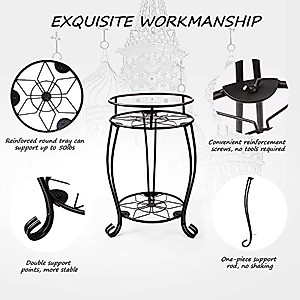 GUKJOB Plant Stand Indoor Outdoor, 2 Tier 19inch Tall Metal Plant Stand Rack, Multiple Iron Flower Pot Stand Holder Potted Plant Shelf for Patio Garden Room Balcony Corner Kitchen (Black, 19")