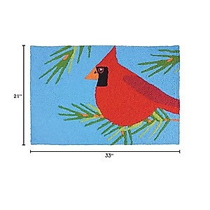 Jellybean Christmas Cardinal Perched In Pines 21x33" Indoor/Outdoor Doormat Rug