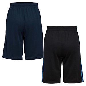 adidas Youth 2-Pack 3 Stripes Short (Large 14/16, Navy/White & Black/Bright Blue)