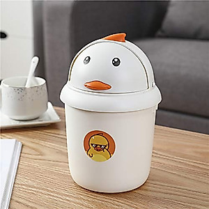 ESD HSDMYSH Countertop Trash Can Desktop Trash Can TabletopTrash Can Mini Garbage cans Cute Trash can for Bedroom Living Room Bathroom Small Wastebasket with Lid(White))
