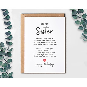 To My Sister - Sister Birthday Card - Sister Is The Greatest Gifts In My Life - Birthday Card For Sister - Gift For Sister Card- Christmas Gifts For Sister