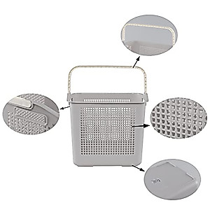 Easymanie 4 Pack 35 L Plastic Laundry Basket Clothes Hamper with Handle, Gray, F