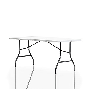 COSCO 6 ft. Fold-in-Half Banquet Table w/Handle, White