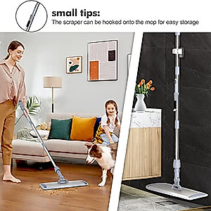 Sunally 18 Inch Professional Microfiber Floor Mop, Wet and Dust Mop with 4 Reusable Mop Pads, Gray