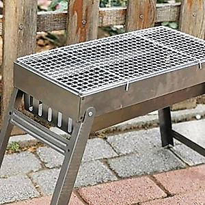 HANABASS 44cm Garden Barbecue Stove Folding Small Firewood Burner Tool Foldable Barbecue Grill Smoker Grill for Outdoor Cooking Camping Picnic Outdoor Garden Charcoal BBQ Grill Party